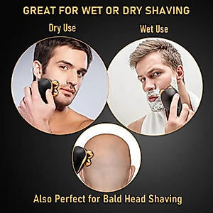 5 in 1 Electric Razor for Men and Women, USB Rechargeable and Waterproof Cordless Trimmer, Includes Rotating Bald Head Shaver, Nose Hair Trimmer, Beard Shaper, Silicone Brush, and Cleansing Brush
