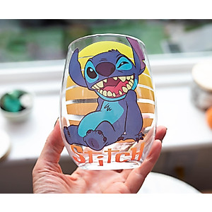 Silver Buffalo Disney Lilo And Stitch Sunset Stemless Glass, 20-Ounces