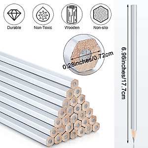 Tondiamo 48 Packs Silver Pencil Welders Pencil Metallic Silver Marking Hex Pencil Welding Supplies Marking Tools for Welders Plumbers Framer Carpenter Office School