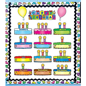 Birthday Cakes Bulletin Board Set, Carson Dellosa Classroom Decorations, 47 Pieces