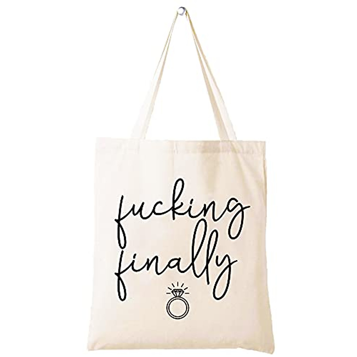 Fcking Finally - Shoulder Bag Shopping Bag Tote Bag Gift – Funny Engagement Gift for Bride - Bride to Be - Newly Engaged - Bridal Shower Gifts for Her - Bachelorette Party Gifts for Women