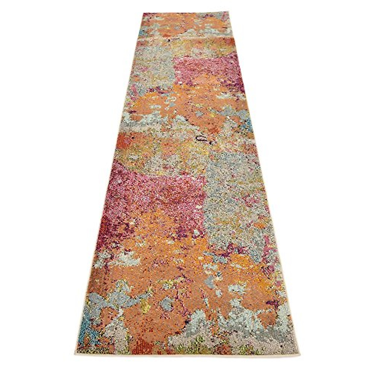 Unique Loom Chromatic Collection Modern Over-Dyed & Vibrant Abstract Area Rug for Any Home Décor, 2 ft 7 in x 10 ft, Multi/Beige