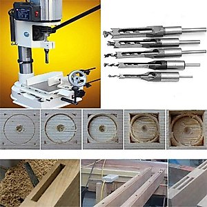 Square Hole Mortise Chisel Drill Bit Tools, HSS Woodworking Hole Saw Mortising Chisel Drill Bit Set Twist Drill, Different Sizes 1/4" 5/16" 3/8" 1/2" 9/16" 5/8"(6pcs)