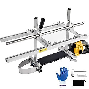 Popsport Chainsaw Mill Planking Milling 14 to 24 Inches Guide Bar Wood Lumber Cutting Portable Sawmill Aluminum Steel Chainsaw Mill for Builders and Woodworkers