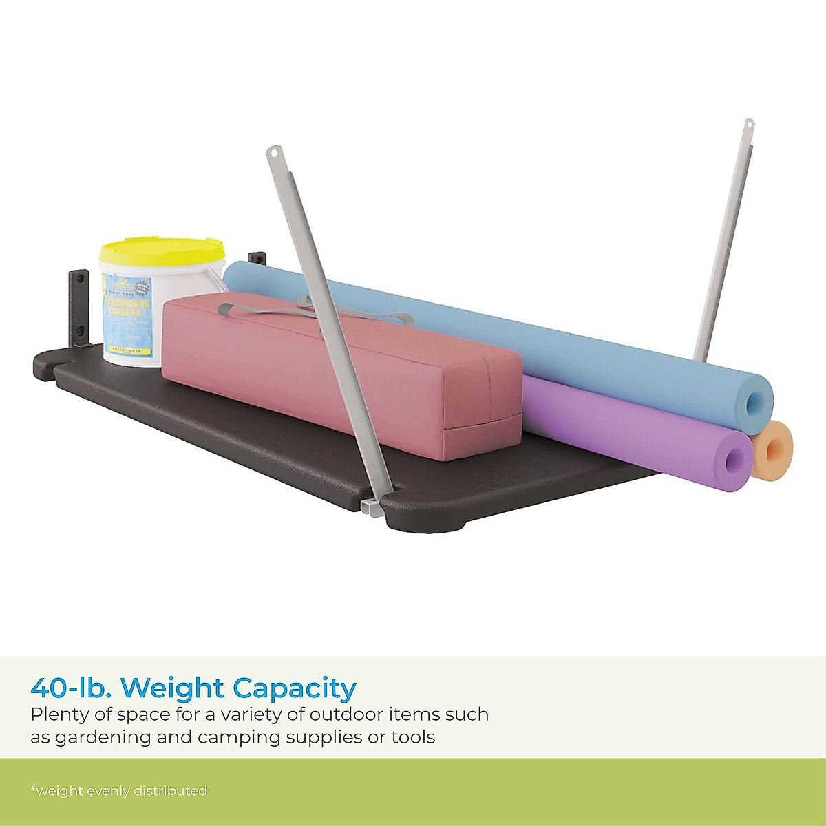 Suncast Outdoor Storage Shed Loft Shelf Kit, Space-Saving Hanging Shelf for Outdoor Storage Sheds, 45" W x 24" D x 1.5" H, Black