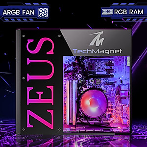 Gaming Desktop PC, Intel i5 6th Gen, TechMagnet Zeus Pro 6, GT 1030, 16GB ARGB RAM, 256GB SSD + 1TB HDD 27 Inch 165hz Monitor, RGB Keyboard Mouse Speaker Headphone Webcam, Win 10 Pro (Renewed)