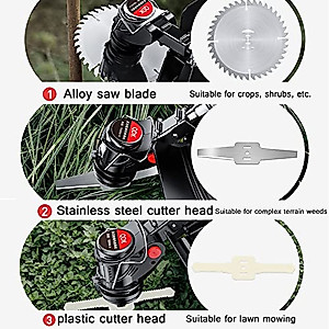 Electric Lawn Mower | 8000mah-13000mah Blade Length: 14.5cm | 100-130cm Length Adjustable Corded Walk-Behind Lawnmower for Small to Medium Gardens Includes Battery Three Blade Chargers