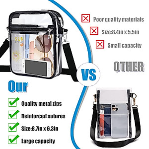 AURUZA Clear Crossbody Bag,Clear Bag for Women with Adjustable Strap,Clear Purse Stadium Approved for Concerts Festivals