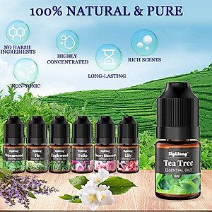 Essential Oils Set, 24 Scents Fragrance Oil for Candle Soap Making, Long Lasting Natural Essential Oil for Diffuser, Humidifier, Scented Oils for Body Massage, DIY Candle Making, 6ml/0.25fl.oz Each