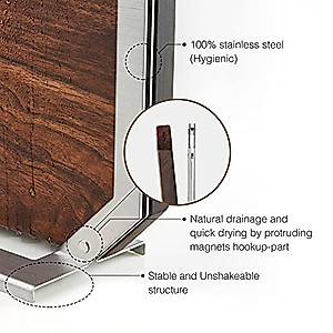 Heriter I Solid Walnut Octagonal Wood Cutting & Serving Board with Stainless Steel Stand/Frame I Modern kitchen I Clean up kitchen I wood cutting boards x 1, Magnetic Stainless Steel Stand x 1