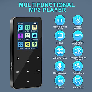 144GB MP3 Player - with Bluetooth 5.2-18 Soothing Sounds HiFi Sound Shuffle Single Loop FM Radio Built-in HD Speaker Voice Recorder Mini Design Ideal for Sport-1