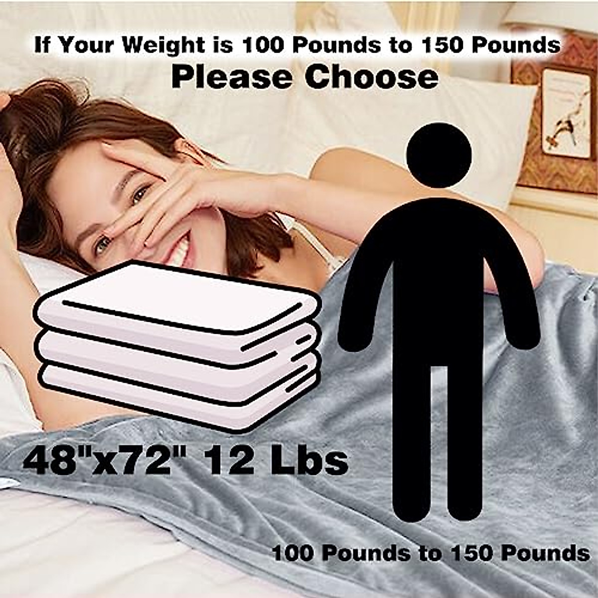 Weighted Blanket Twin Size 48''x72'' 12lbs Soft Minky Weighted Blankets for Adult All-Season with Premium Glass Beads for Sleep Partner (Dark Grey)