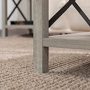 Walker Edison Sedalia Modern Farmhouse Metal X Coffee Table, 40 Inch, Stone Grey