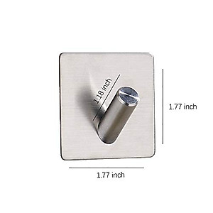 4 Pack Adhesive Hooks Metal Heavy Duty Wall Mounted 3M Sticky Hook for Hanging Coat, Scarf, Bag, Towel, Keys for Home, Bedroom, Entryway NO Damage Wall Hangers Square Brushed Nickel