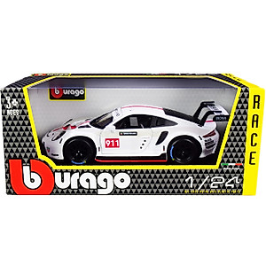 Bburago Die Cast Model Cars Porsche 911 RSR GT #911 White Race Series 124 Diecast Model Car by Bburago 28013