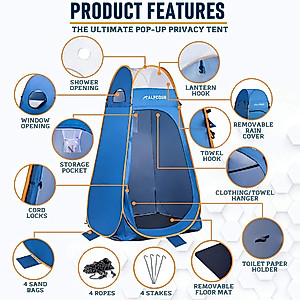Alpcour Foldable Waterproof Pop Up Portable Toilet Seat for Camping, Hiking, Beach, and Traveling