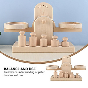 iplusmile Wooden Scale Wooden Montessori Math Materials Weighing Scale Set Preschool Educational Learning Tool 1 Set