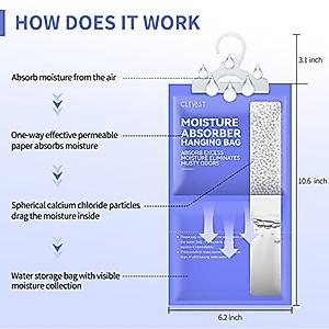 CLEVAST Moisture Absorbers Packets 10 Pack, Dehumidifier Bags for Closet, Unscented Hanging Humidity Absorber in Wardrobes, Bedrooms, Bathrooms(230g/pack)