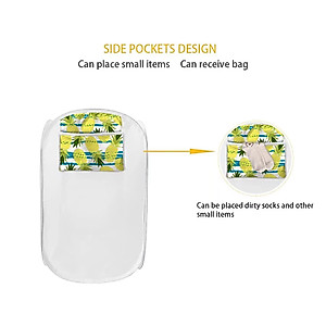 LJMKZJN Cute Sloth Print Foldable Popup Blanket Storage Laundry Bag for My Teenager and Gifts for Bedroom,Home Decor Organizer Nursery Furniture Colletions,(61L,85L)