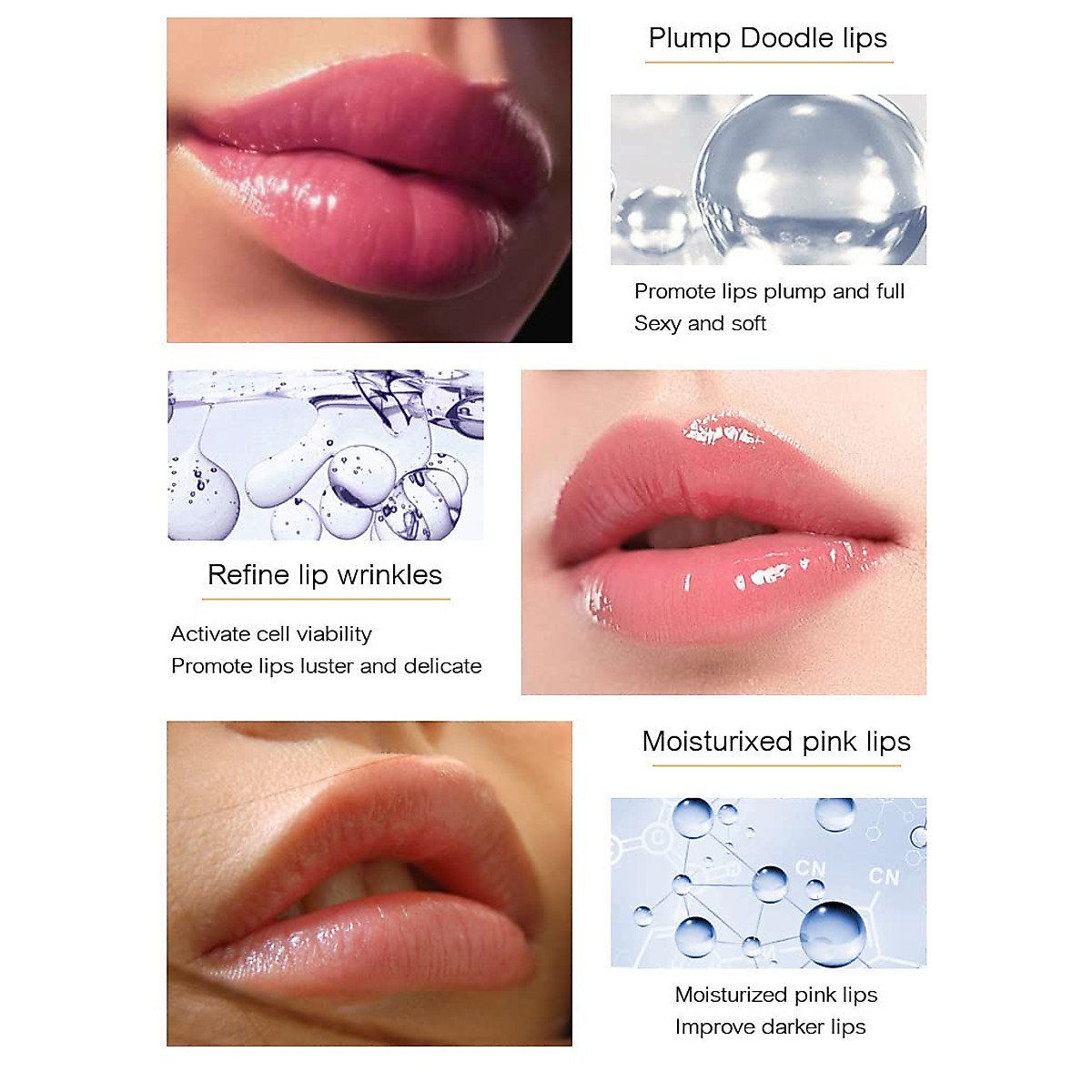 GL-Turelifes Lip Plumper Lip Gloss, Lip Maximizer Plumper Lip Extreme Volume, Heathly Enhancer Hydrated Lips, Moisturize, Refine Dryness Wrinkles Enhances Plump Gloss