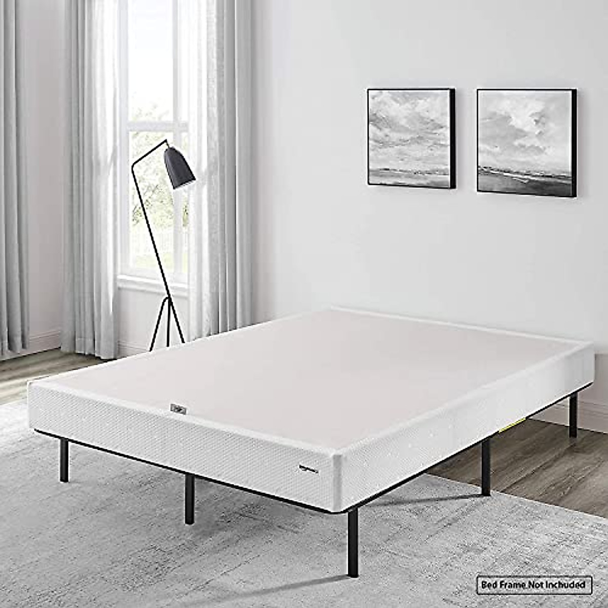 Amazon Basics Smart Box Spring Bed Base, 5 Inch Mattress Foundation, Tool-Free Easy Assembly, Twin, White