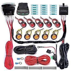 Pre-wired ATV UTV Turn Signal Kit, Universal Street Legal Kit with Rocker Switch Flasher Relay Compatible with Polaris RZR Ranger Turbo Can-Am, Side by Side Turn Signal Light Set (Vertical&Horizontal)