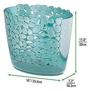 mDesign Plastic Slim Oval 2 Gallon Trash Can Wastebasket Garbage Bin - Decorative Themed Basket for Bathroom, Bedroom, Office - Hold Trash, Waste, Recycling - Pebbles Collection - Blue