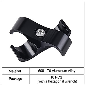 EVIL ENERGY 6AN Hose Separator Clamp, AN6 Fuel Line Mounting Clamp Aluminum Black 10PCS