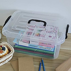 EudokkyNA 8 Liter Plastic Storage Box with Handle, 2-Pack Clear Storage Bin