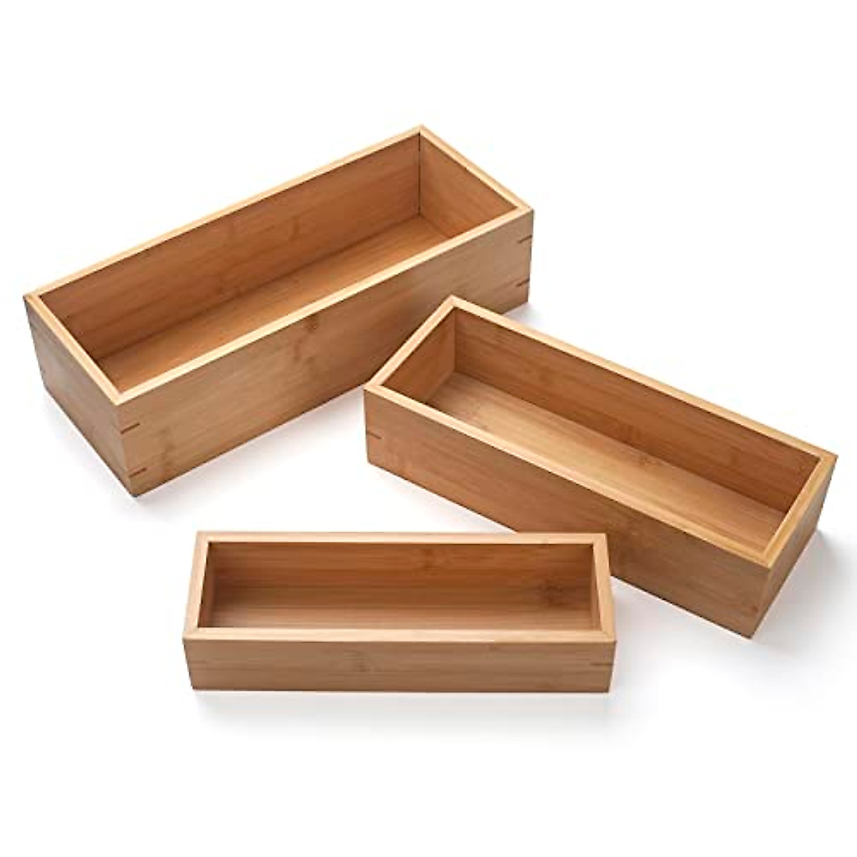 3Pcs Bamboo Bathroom Tray, Bathroom Organizer, Wooden Basket Tray for Counter Toilet Tank Top, Home Decor Wood Box for Toilet Paper Storage