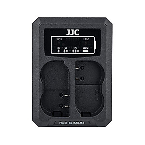 JJC EN-EL15 Battery Charger USB Dual Slot for Nikon Zf Z f Z5 Z6 Z7 Z6II Z7II D850 D780 D750 D610 D600 D500 D7500 D7200 D7100 D7000 D810A D810 D800E D800 Cameras