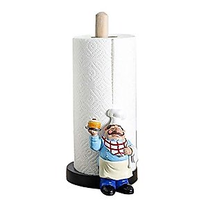 YANGMEI Adjustable Paper Towel Holder, Chef Style Resin Paper Towel Dispenser, Chef Figurines Creative Roll Paper Stand for Kitchen Cafe Restaurant Cake Shop Dessert Shop Decoration Ornament(Blue)