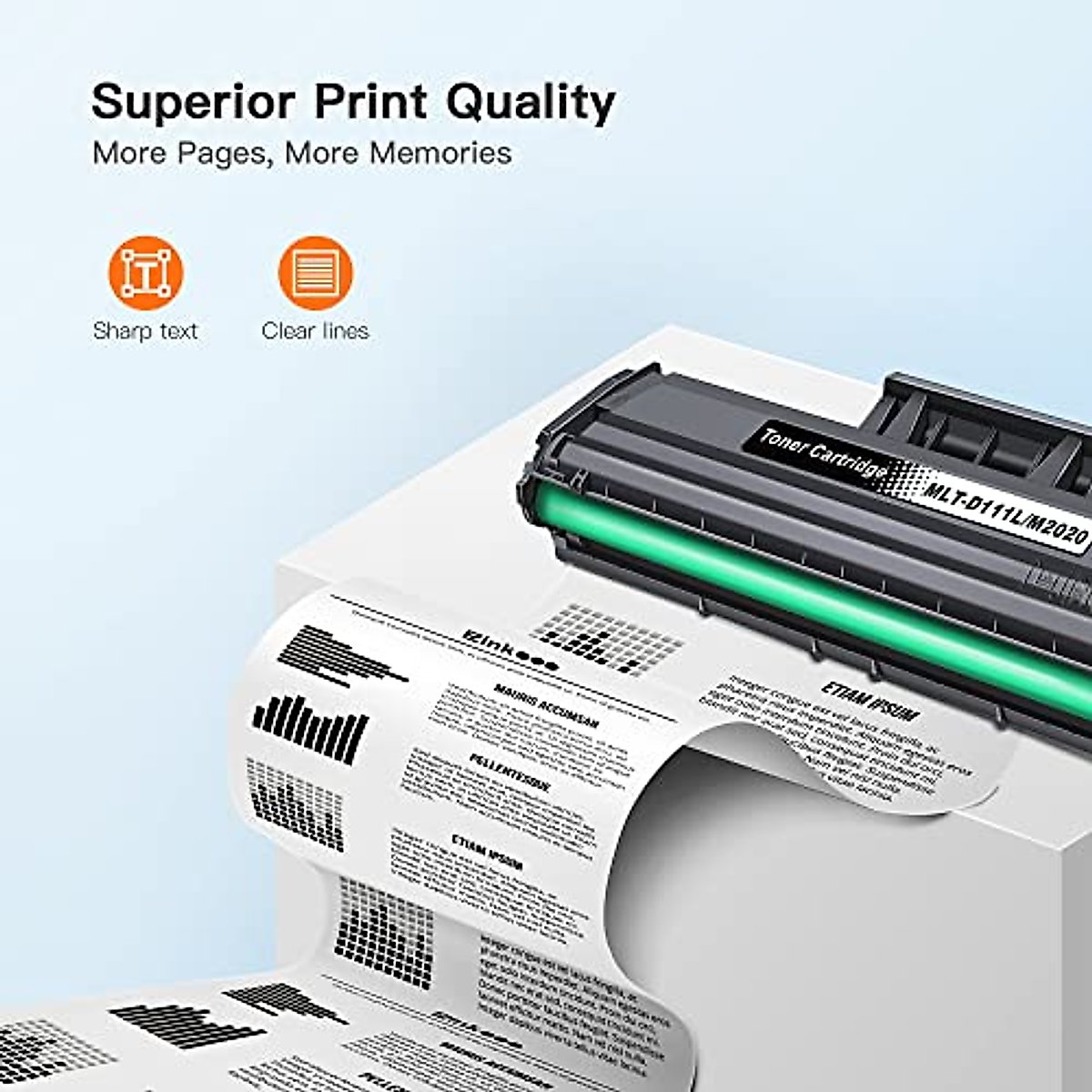 E-Z Ink (TM) Compatible Toner Cartridge Replacement for Samsung 111S 111L MLT-D111S MLT-D111L to use with Xpress SL-M2020W SL-M2024W Xpress SL-M2070W Xpress SL-M2070FW Printer (Black, 1 Pack)