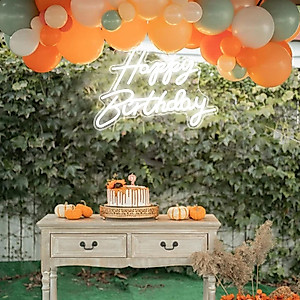 DAKABUKA LED Neon Happy Birthday Sign Night Light Party Decorations White USB Operated Decorative for Backdrop Party Bedroom Wall Décor 5v