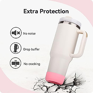 Prurex 2 Pcs Silicone Boot for Stanley Cup Tumbler 40oz & IceFlow 20oz 30oz, Bottle Bottom Sleeve Cover Compatible with Stanley Cup Accessories(Pink/Purple)