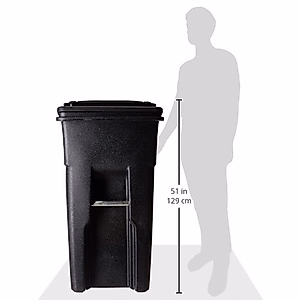 Toter 79232-R1209 32 Gallon Blackstone Trash Can with Wheels and Attached Lid