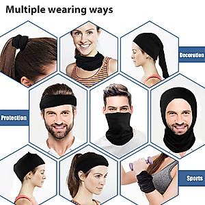 9 Pieces Sun UV Protection Face Mask Cooling Neck Gaiter Balaclava Bandana Scarf (9 Pack(Black))