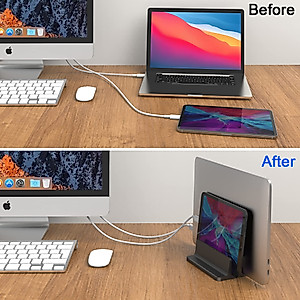 S SKSTYLE Vertical Laptop Stand Holder, Desktop Aluminum MacBook Stand with Adjustable Dock Size(2 Slots), Fits All MacBook, Surface, Chromebook and Gaming Laptops (Up to 17.3 inches), Black