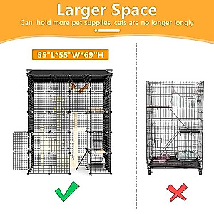 XiaZ Cat Cage Indoor with Crate Cover, DIY Outdoor Cat Enclosures Metal Wire Playpen Large Exercise Place for 1-5 Cats, Rabbit,Ferret,Guinea Pigs,Chinchilla,Squirrel Small Animals