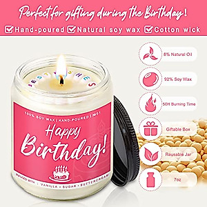 Happy Birthday Gifts for Women | Unique Gift for Best Friend | Soy Vanilla Sugar and Buttercream Candles Gift idea for Her Sister Mom Coworker Classmate Bestie Present 7 oz