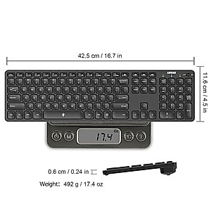 Arteck Universal Backlit 7-Colors & Adjustable Brightness Multi-Device Full Size Wireless Bluetooth Keyboard for Windows, iOS, iPad OS, Android, Computer Desktop Laptop Surface Tablet Smartphone