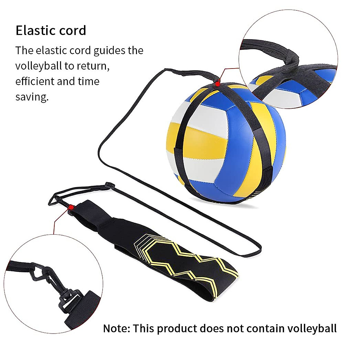 Yuhoo Volleyball Training Equipment Aid, Adjustable Waist Belt Volleyball Trainer Elastic Soccer Volleyball Hitting Trainer for Serving, Setting, Spiking and Arm Swing Accessories(Black), free size