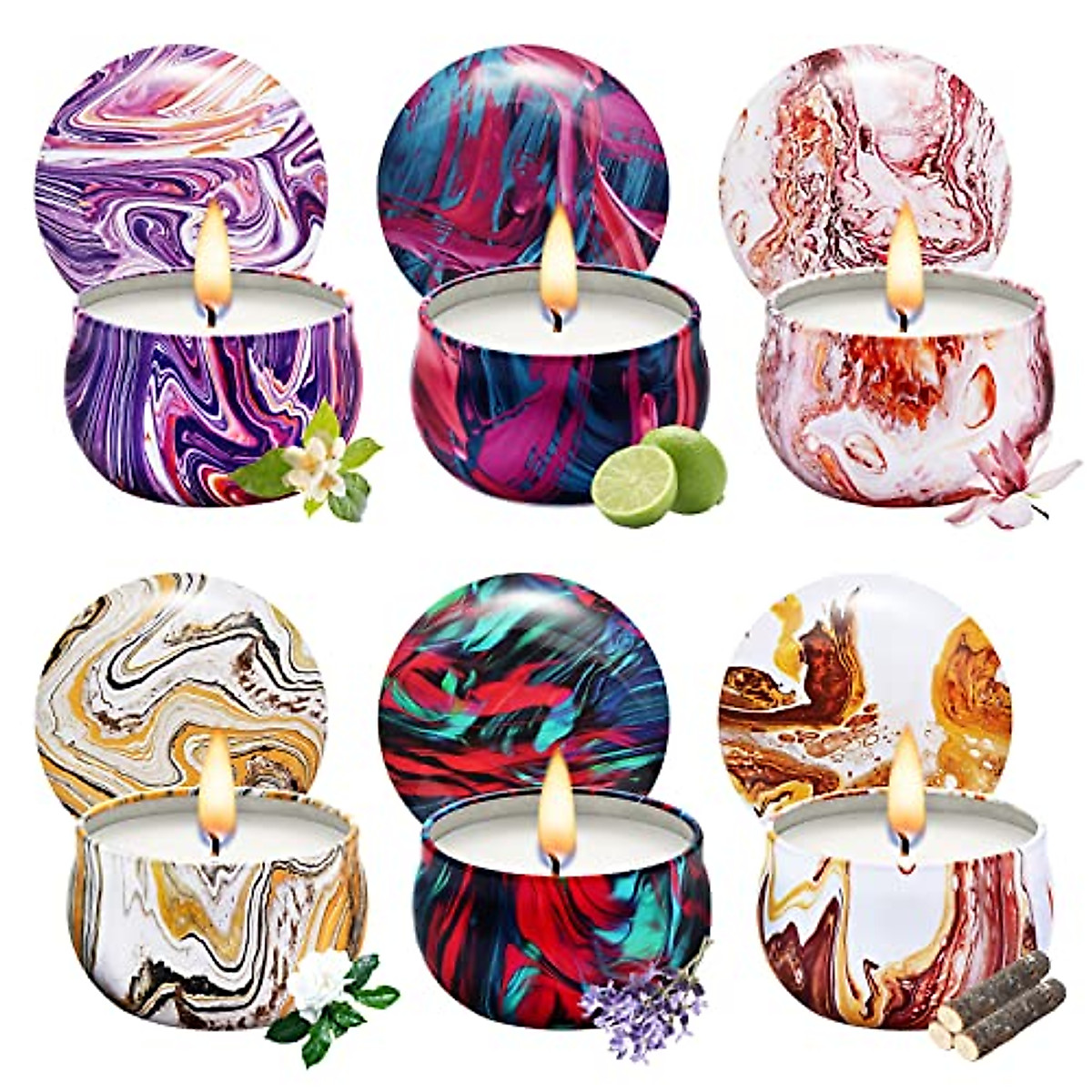 Scented Candles Gifts Set for Women Aromatherapy Candles for Home Scented Soy Candle Gift for Mom Friends Yoga Spa Meditation Stress Relief Relaxation (Fresh, 6 Packs, 2.5OZ)