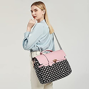 SHENHU Women's Laptop Bag,15.6 Inch Computer Briefcase Lightweight Cute Girls Messenger Bag Shoulder Carry Work Bag Ladies Office Travel Bag School Pink Dot