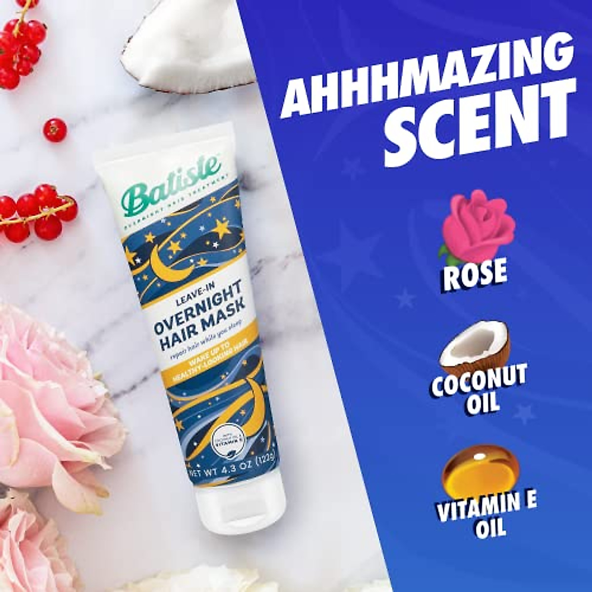 Batiste Overnight Deep Conditioning Leave-In Hair Mask, Repair Hair, Hair Conditioner Nourish Dry Hair Overnight, Infused with vitamin E for Enhancing Haircare, 4.3oz.