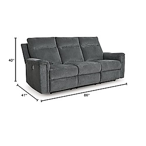 Signature Design by Ashley Barnsana Minimalist Power Reclining Sofa with USB Charging Ports, Gray