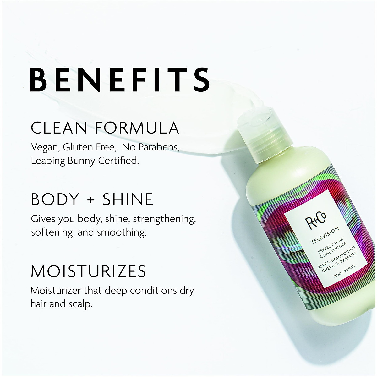 R+Co Television Perfect Hair Conditioner | Shine + Strengthening + Softening for All Hair Types | Vegan + Cruelty-Free | 8.5 Oz