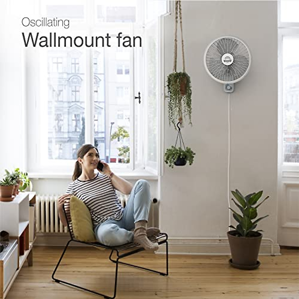 Lasko 16" 3-Speed Oscillating Wall Mount Fan for Indoor Use, M16900, Light Grey
