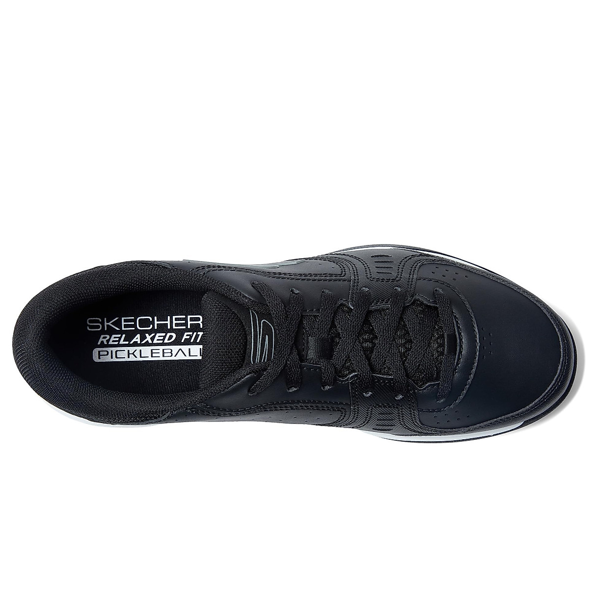 Skechers Men's Viper Court Smash-Athletic Indoor Outdoor Pickleball Shoes | Relaxed Fit Sneakers, Black/White, 10.5 X-Wide