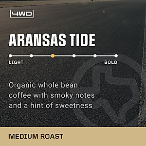 4wdCoffee Aransas Tide Organic Coffee - Whole Bean - Medium Roast - 12 oz Bag - Freshly Roasted in Texas - Coastal Inspired Flavor